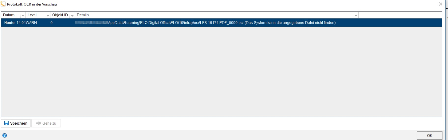 ELO JavaClient Klick-OCR zeigt Prozess mit Fehlern an – ecm.online