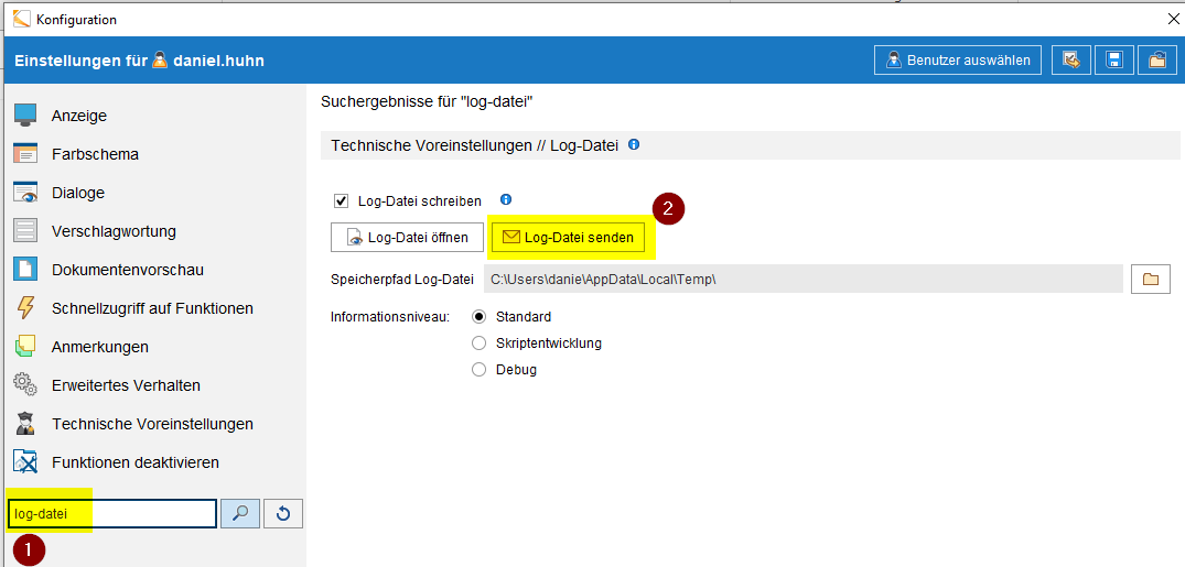 JavaClient Logging aktiviern und Log-Datei für den Support ...